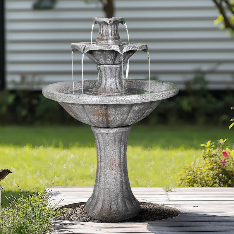 Lark Manor™ SunJet 41.7" H 2 Tier Concrete Outdoor Fountain | Wayfair